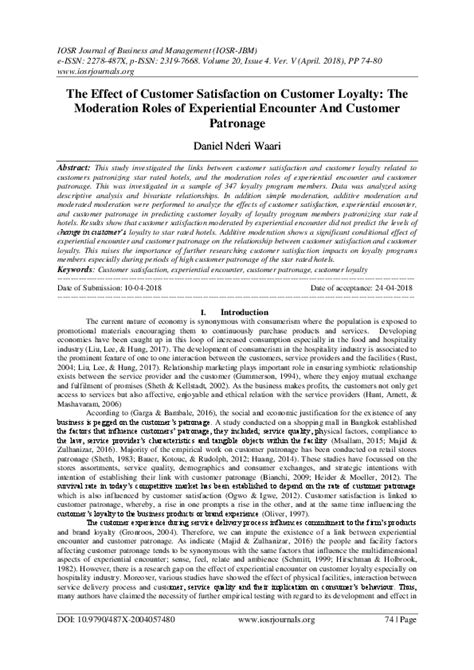 Pdf The Effect Of Customer Satisfaction On Customer Loyalty The Moderation Roles Of