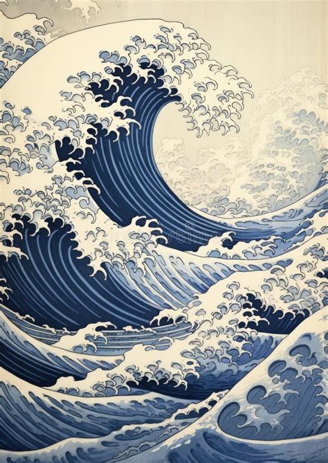 Print Illustration Background Water Nature Ocean Japan Blue Japanese