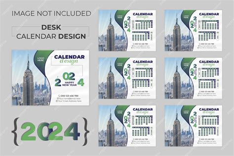 Дизайн настольного календаря 2024 шаблон календаря с новым годом 2024 Премиум векторы