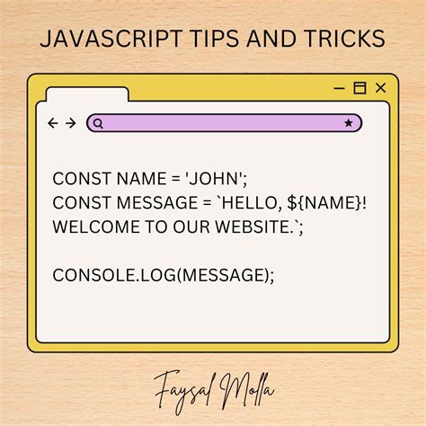 Faysal Molla On Linkedin Template Literals Use Template Literals For Easy String Interpolation