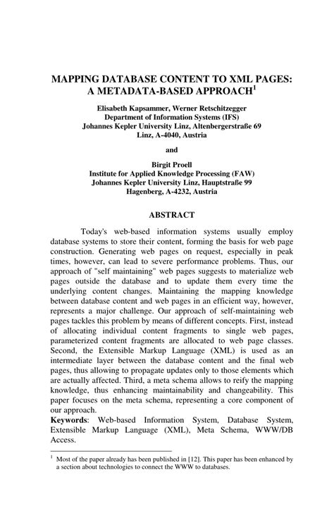 Pdf Mapping Database Content To Xml Pages A Metadata Based Approach