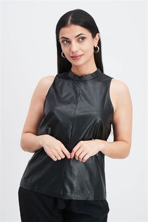 Buy Aqua Women Mock Neck Sleeveless Solid Top Black Online Brands For