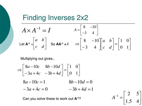 Ppt Inverse Matrices 2 X 2 Powerpoint Presentation Free Download