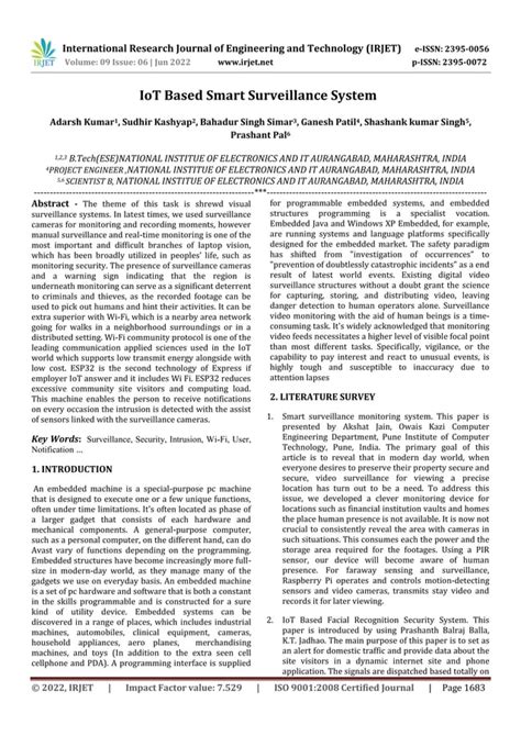 Iot Based Smart Surveillance System Pdf