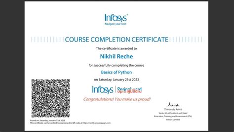 Nikhil Reche On Linkedin Done My Basics Of Python Course From Infosys
