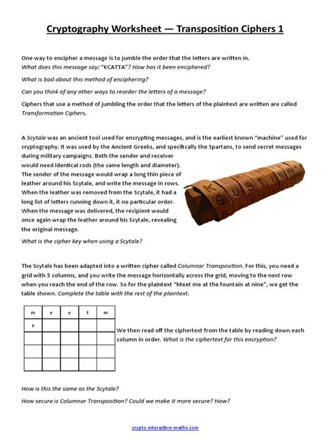 Transposition Pdf Cipher Key Cryptography