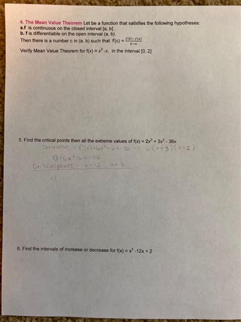 Solved 4 The Mean Value Theorem Let Be A Function That