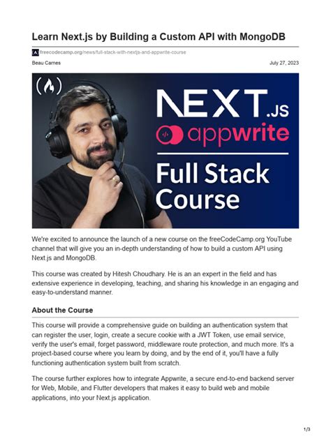 Learn Nextjs By Building A Custom Api With Mongodb Pdf Computing