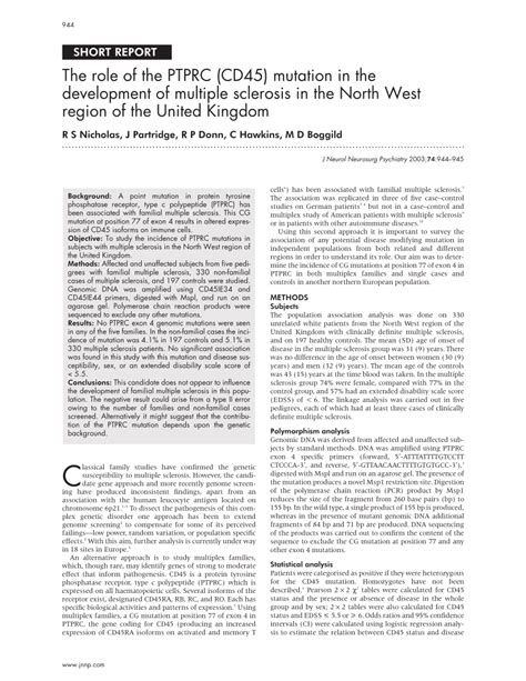 Pdf The Role Of The Ptprc Cd45 Mutation In The Development Of