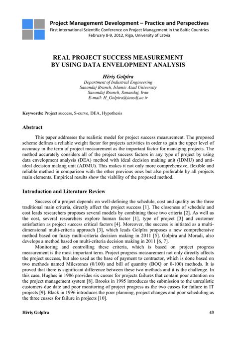 Pdf Project Management Development Practice And Perspectives Real Project Success