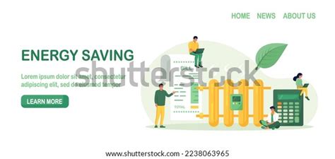 Man Monitoring Central Heating Meter Calculating Stock Vector Royalty