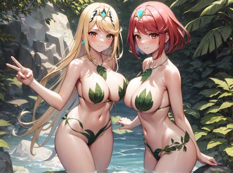 Rule 34 2girls Ai Generated Bangs Blonde Hair Blush Breasts Core Crystal Female Forest Gold