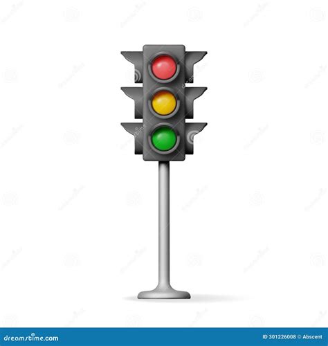 3d Traffic Lights With Three Colors Isolated Stock Illustration