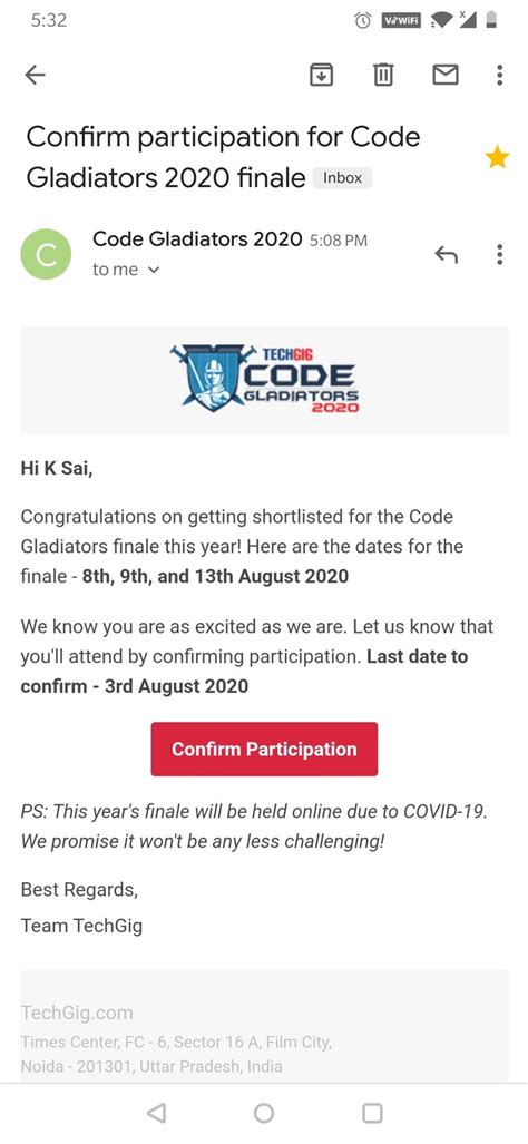I Am Happy To Anounce That I Have Been Shortlisted For Techgig Codegladiators Finale 2020