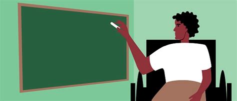 아프리카 여학생 또는 칠판에서 휠체어를 탄 장애인 디자인을위한 텍스트를위한 공간이있는 복사 공간 템플릿으로 플랫 벡터 스톡 일러스트 레이 션 건강관리와 의술에 대한 스톡