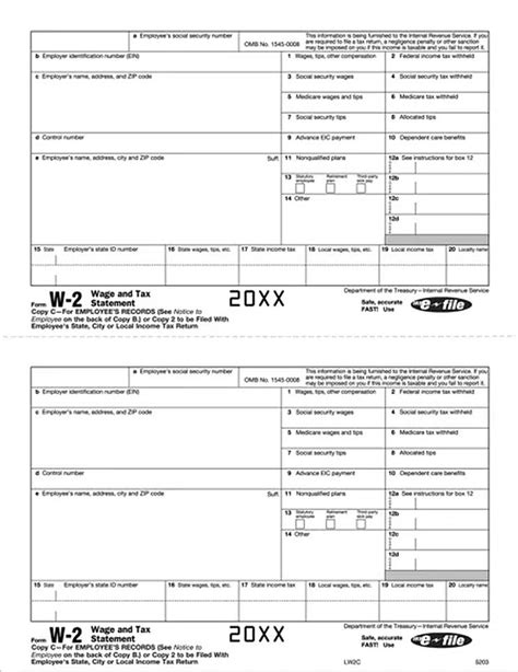 Laser W 2 Employee Copy C Bulk