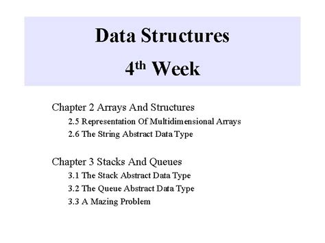 Data Structures 4 Th Week Chapter 2 Arrays