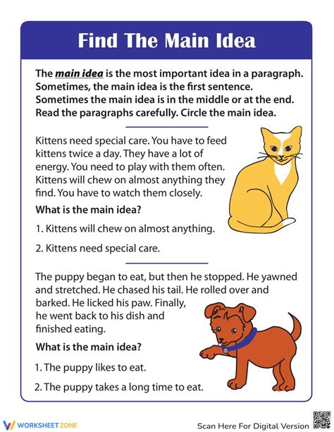 Main Idea Of A Story Worksheet Worksheet