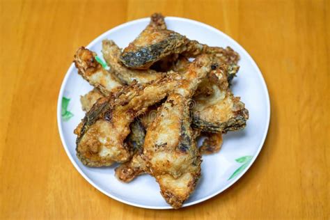 A Plate Of Delicious Fried Grass Carp Belly Closeup Stock Image Image