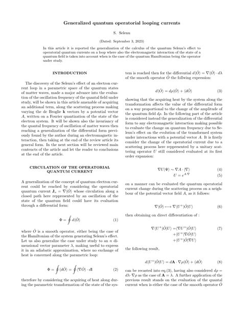 Pdf Generalized Quantum Operatorial Looping Currents