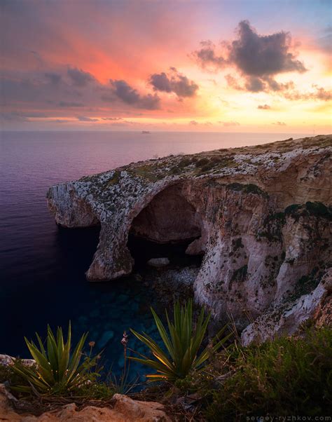 Blue Grotto At Sunset Malta By Sergey Ryzhkov On Deviantart