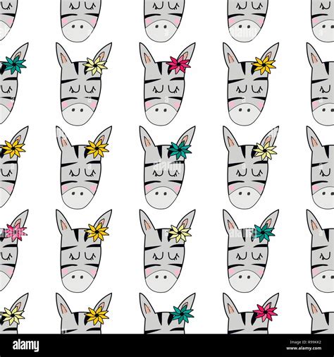 Cute Hand Drawn Funny Zebra Seamless Pattern Vector Stock Vector Image And Art Alamy