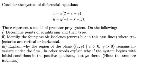 Solved Consider The System Of Differential Equations Chegg