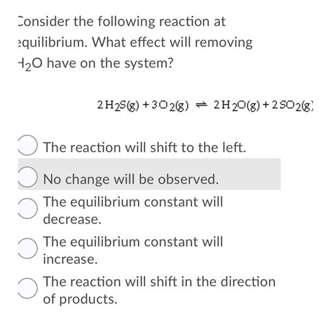 Answered Consider The Following Reaction At Equilibrium What Effect