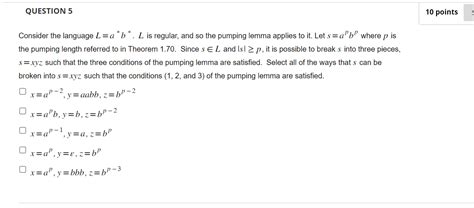 Solved This Problem Concerns The Pumping Lemma Theorem