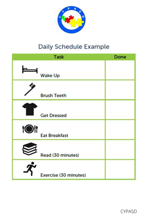Daily Schedule Example