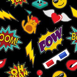 Lucky Numbers Stitch Patch Icons Seamless Pattern Vector Image