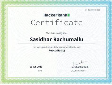 Sasidhar Rachumallu On Linkedin Hackerrank Reactjs