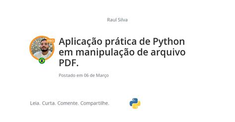 Aplicação Prática De Python Em Manipulação De Arquivo Pdf