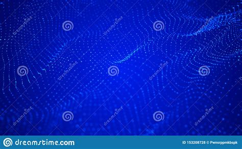 Wave 3d Wave Of Particles Abstract Blue Geometric Background Big