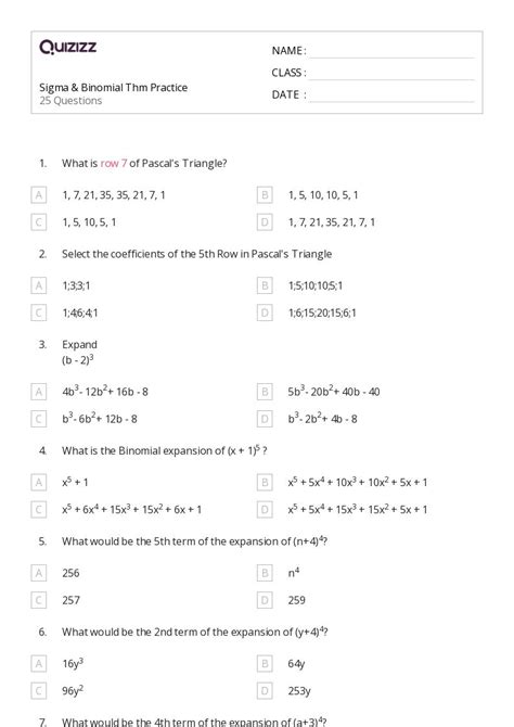 50 Sigma Notation Worksheets For 12th Class On Quizizz Free And Printable