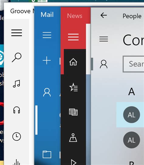 I Just Noticed How Inconsistent The Uwp Hamburger Menu Is Rwindows10