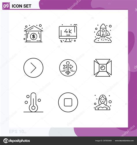 Universal Icon Symbols Group Modern Outlines Guide Multimedia Chart Media Stock Vector By