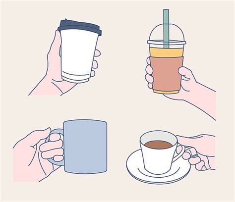다양한 컵을 들고 있는 손 모음 유토이미지 상세페이지 베이직샵 일러스트 21690909