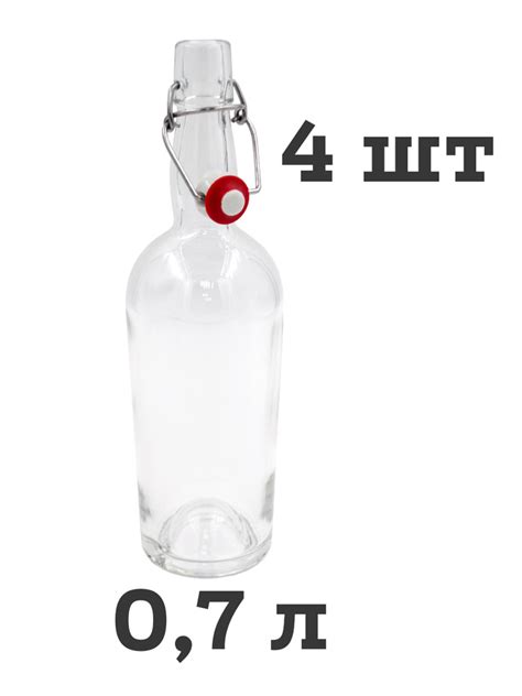 Бутылка с бугельной пробкой стеклянная прозрачная 0 7 л 4 шт купить C доставкой на Ozon по