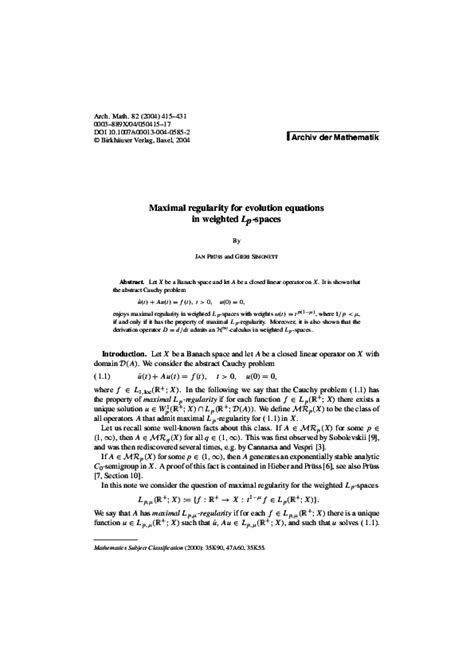 Pdf Maximal Regularity For Evolution Equations In Weighted L P Spaces
