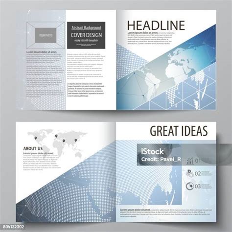 사각형 디자인 Bi에 대 한 두 개의 표지 서식 파일의 편집 가능한 레이아웃의 벡터 일러스트 레이 션 소책자 전단지 잡지 브로셔 접어 과학 의료 Dna 연구입니다 과학 이나