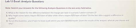 Solved Lab Excel Analysis QuestionsNote Submit Your Chegg