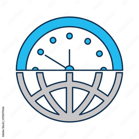 Half Globe Plus Half Clock Meaning Time Management Vector Illustration