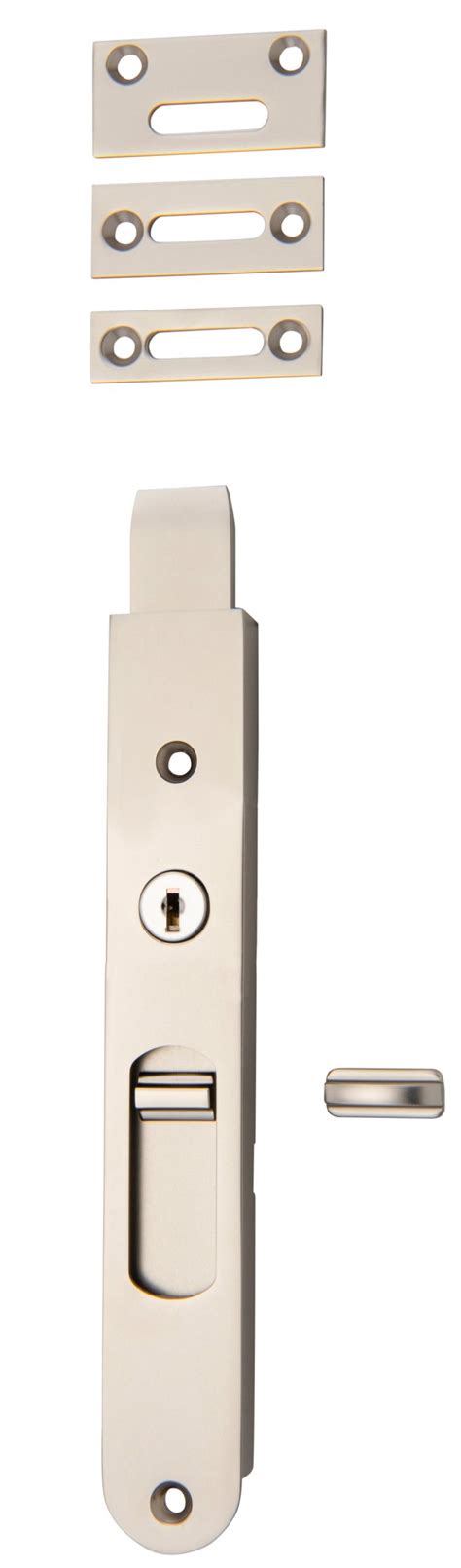 Locking Flush Bolt 200mm Satin Nickel Iver
