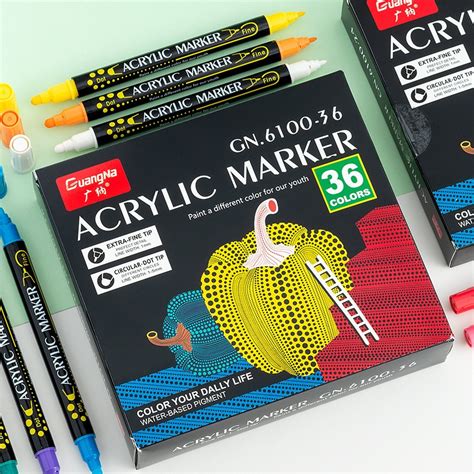 36 색 아크릴 페인트 마커펜 엑스트라 파인 및 도트 팁 아트 마커 바위 페인팅 머그잔 세라믹 유리 목재 패브릭 Aliexpress