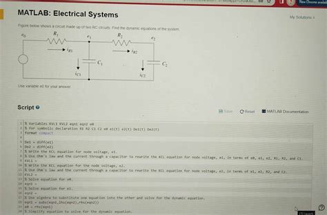 Solved MATLAB Electrical SystemsMy Solutions Figure Below Chegg Com