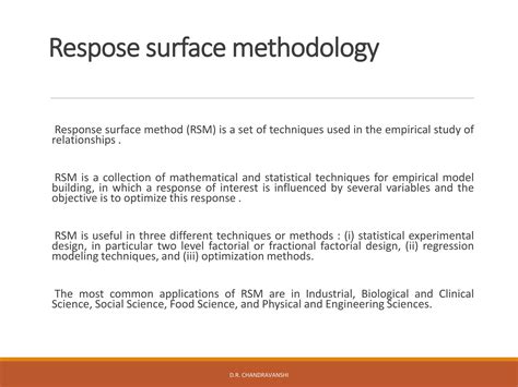 Optimization Techniques In Formulation Development Response Surface Methodology Ppt