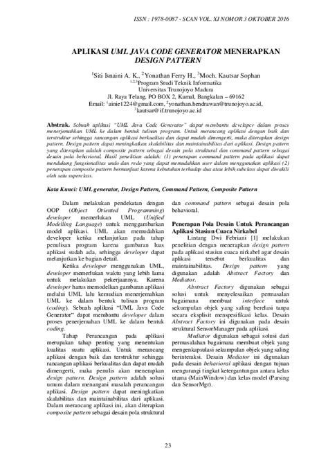 Pdf Aplikasi Uml Java Code Generator Menerapkan Design Pattern