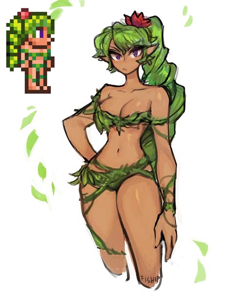 Rule 34 Bikini Dryad Dryad Terraria Fiship Green Hair Terraria