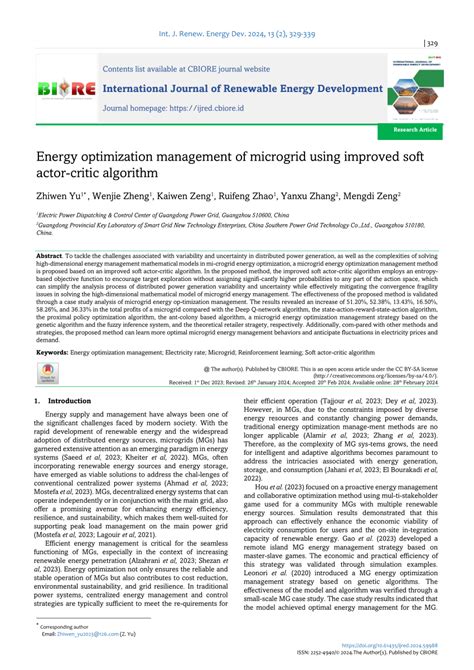 Pdf Energy Optimization Management Of Microgrid Using Improved Soft Actor Critic Algorithm